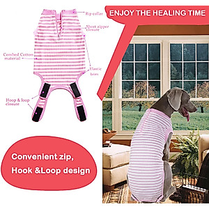 Wabdhally Dog Surgery Recovery Suit for Female Spay,Surgical Recovery Suit for Small Female Dogs,Soft Combed Cotton,Striped Pink Onesie S