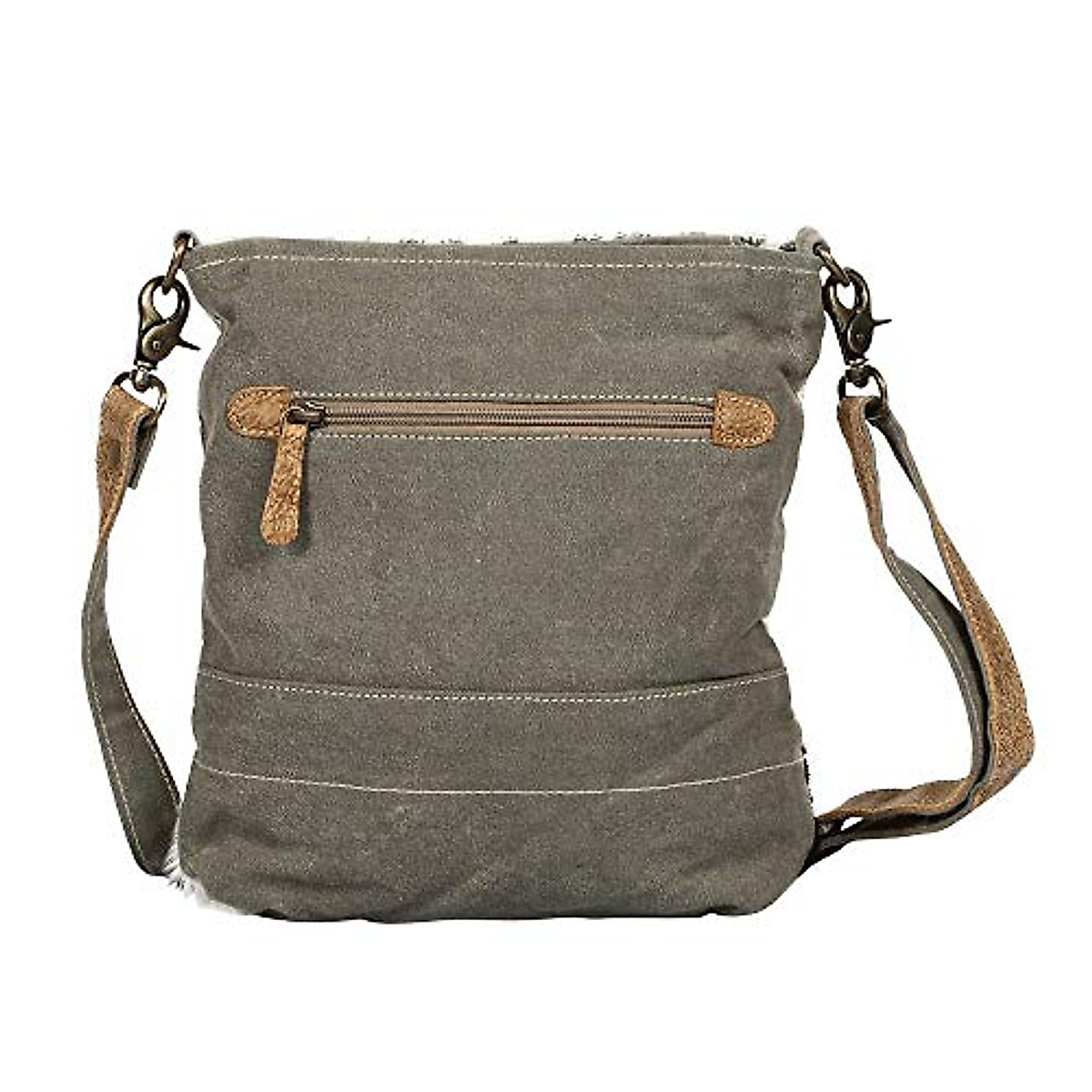 Myra Bag Approach Upcycled Canvas & Cowhide Crossbody Bag S-1349, Brown, One Size