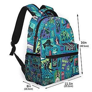 Haunted Mansion Backpack Large Capacity School Book Bag Laptop Backpacks Lightweight Travel Bookbag Kids Daypack