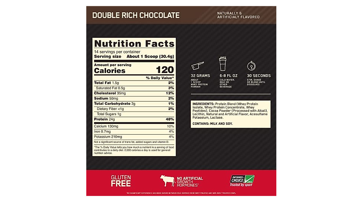 Optimum Nutrition Gold Standard Whey Protein - Double Rich Chocolate