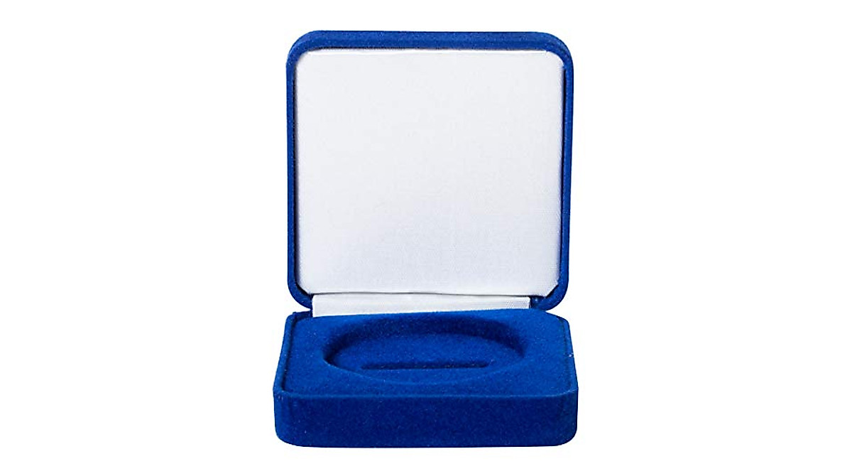 Blue Velvet Challenge Coin Display Box - Elegant Military Gift