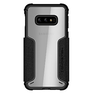 Ghostek Exec Flip Folio Wallet Galaxy S10e Case with Leather Credit Card Holder and Clear Back for Wireless Charging Compatibility Phone Cover for 2019 Galaxy S10e (5.8 Inch) (Black)