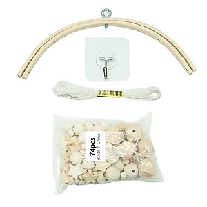 LOOGOOL DIY Baby Mobile Kit Natural Wood Bed Bell Wind Chime Baby Bedroom Ceiling Mobiles Toys Newborn Gift (Star)