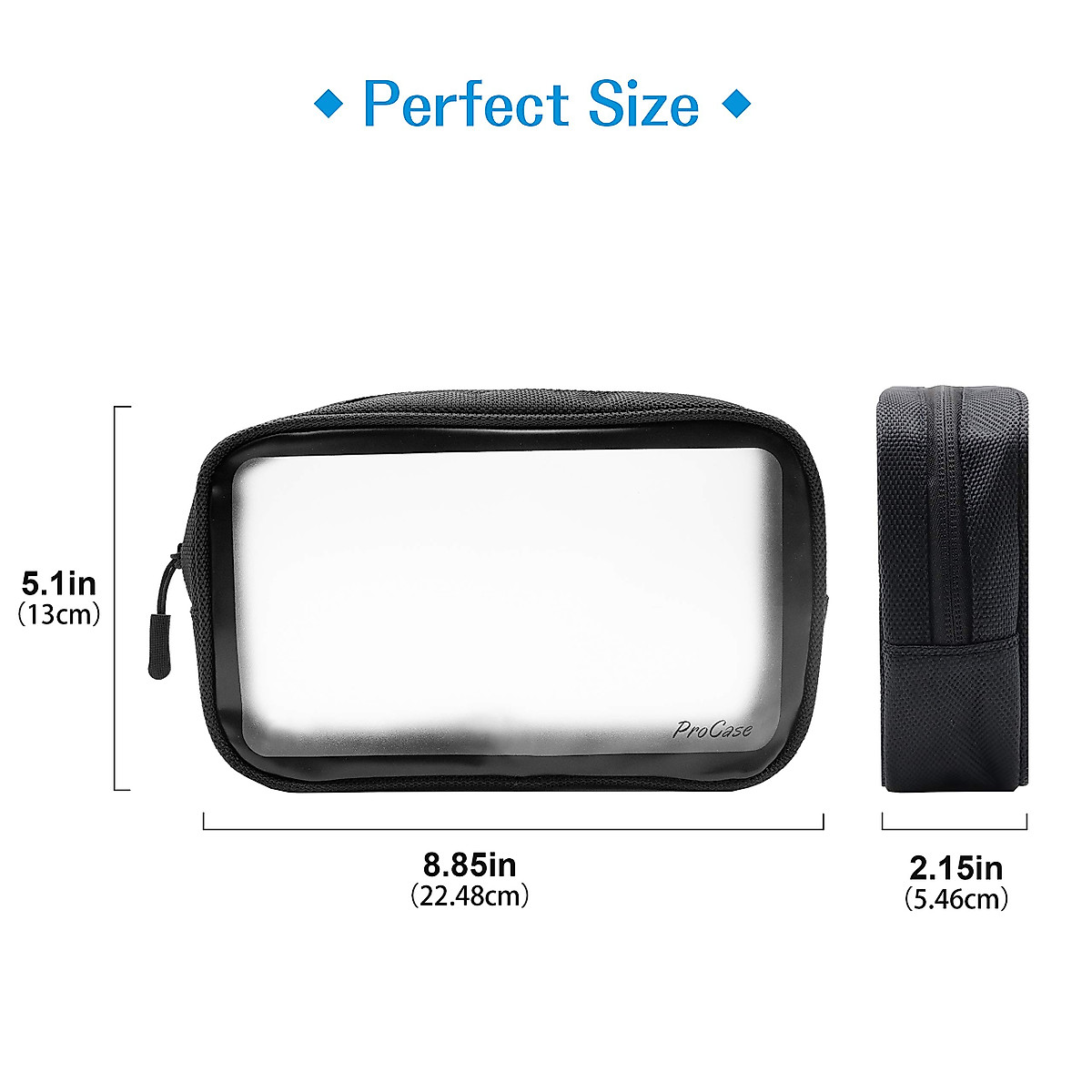 ProCase [2 Pack] TSA Approved Travel Toiletry Bag Pouch, Matte Clear Quart Size Bag Carry-On Airport Airline Compliant Bag Travel Makeup Cosmetic Bag for Toiletries Liquids Creams Cosmetics -Black