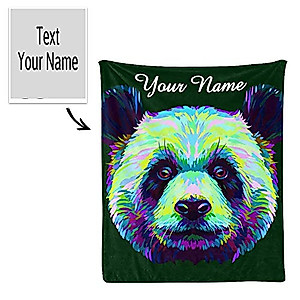 CUXWEOT Custom Blanket with Name Text,Personalized Panda Graphic Abstract Super Soft Fleece Throw Blanket for Couch Sofa Bed (50 X 60 inches)