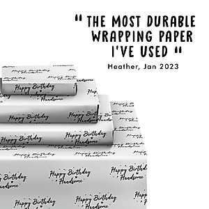CENTRAL 23 Gray Wrapping Paper for Men - 6 Sheets Giftwrap - Birthday Gift Wrap for Son Boyfriend Husband - Comes With Fun Stickers - Recyclable
