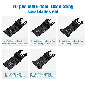 Powerextra 10 Metal Wood Oscillating Multitool Saw Blades Fit Dewalt, Fein, Porter Cable, Black & Decker, Bosch, Dremel, Makita, Craftsman, Ridgid, Ryobi, Milwaukee, Rockwell, Chicago