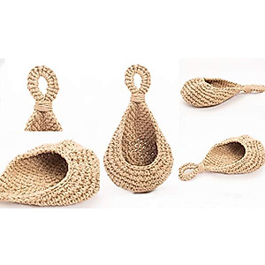 N?A Jute Hanging Basket Wall planters-Small Wall Planter, Teardrop Hanging Baskets for Plants Succulent Wall Decor, Hanging Herb Pot Holder 3 inch Outside Diameter for in/Outdoor Fence Planter