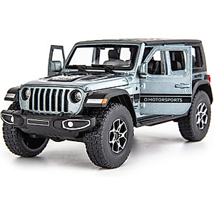 WAKAKAC Compatible for 7 Door Wrangler Toy Car 1/32 Die-cast Pull Back Model Car with Sound and Light Toy Vehicle Cars for Kids Ages 4-8 Festival Gift Silver Car