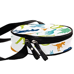 T-Rex Dinosaur. Canvas Round Crossbody Bag Women Shoulder Bag Circle Purse Handbags for girls