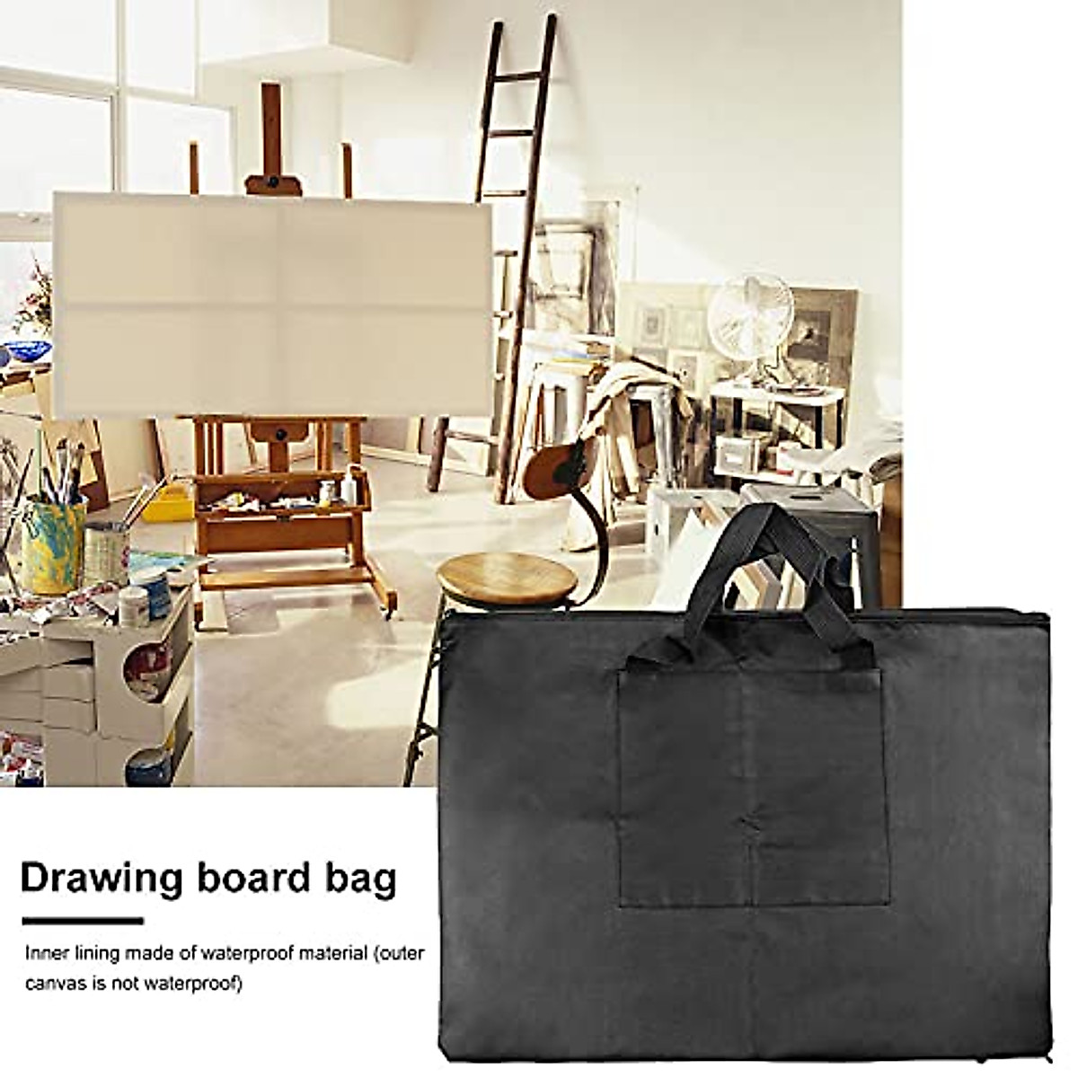 winner Eco Art Portfolio Tote Bag 20x26 in, A2 Size Waterproof Nylon Drawing with Stripe, Lightweight Poster Board Storage, Folder for Artwork Poster, Sketching, Student Portfolio,