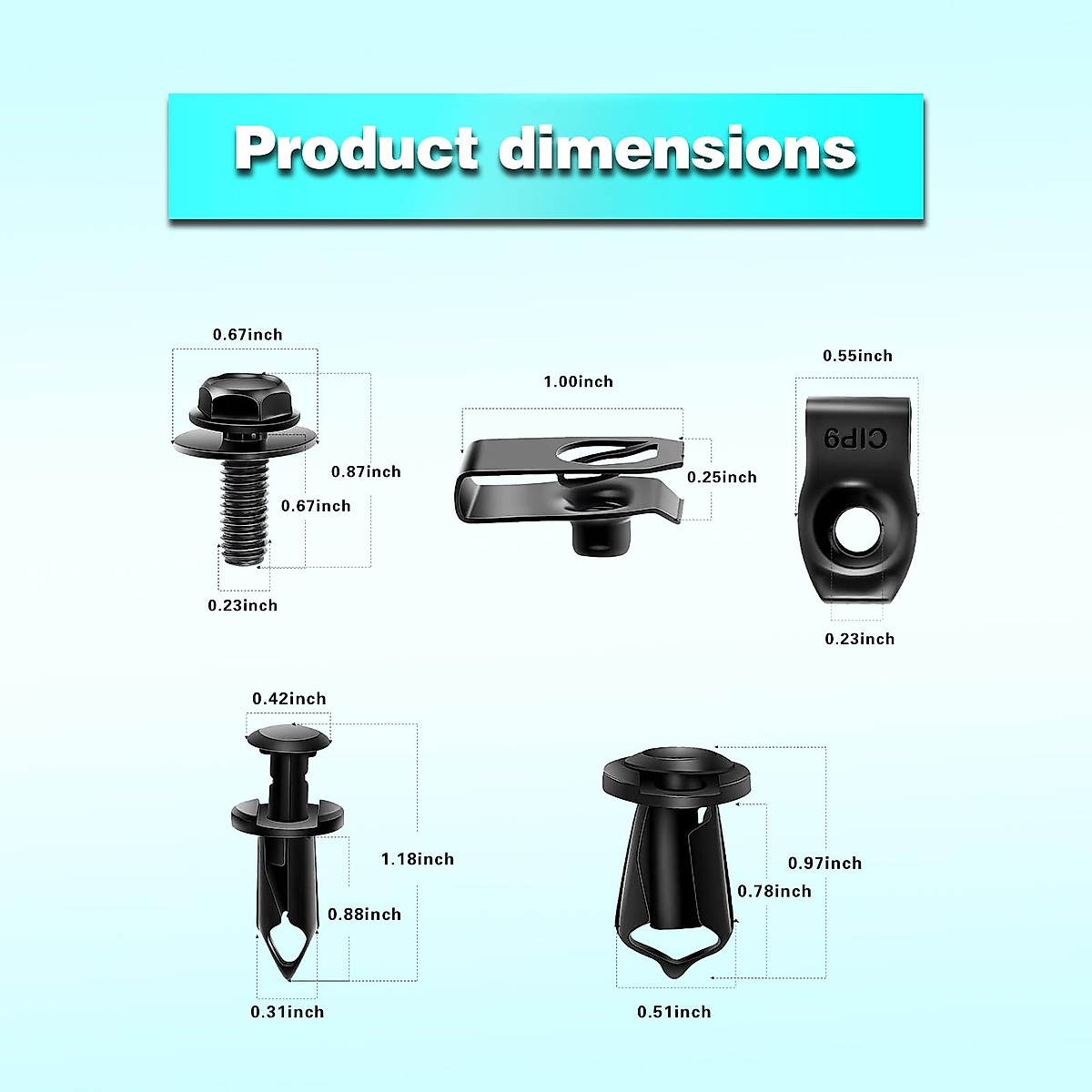 ZBGUN 35 PCS Car Engine Lower Cover Splash Guard Body Bolts Set, Fender Lining Push Rivet Clamp, Universal Metal U-Shaped Clamp Fastening Accessories, Suitable for Most Cars, Trucks, SUVs (Black)