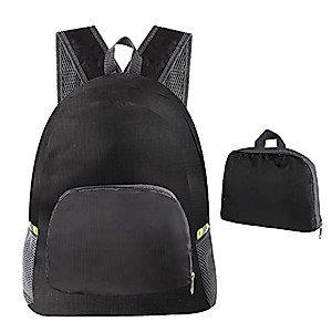 Pimoys 18L Packable Backpack for Travel, Lightweight Backpack Foldable Hiking Backpack for Camping Cycling (Black)