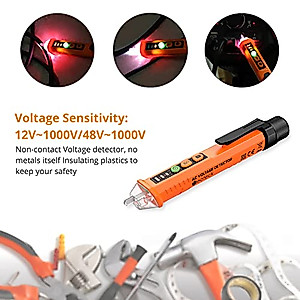 Neoteck Electrical Socket Voltage Tester Pen Kit Included Non-Contact 12-1000V AC Voltage Detector Pen and Receptacle Tester with AC Voltage Detector LED and Sound Alarm