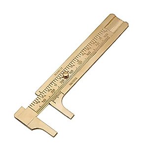 Oumefar Sliding Vernier Caliper, Brass Caliper Brass Pocket Caliper Ruler Inch Meter MM/Inch Double Scales Sliding Gauge Calipers Measuring Tool(Double Scales 80mm)