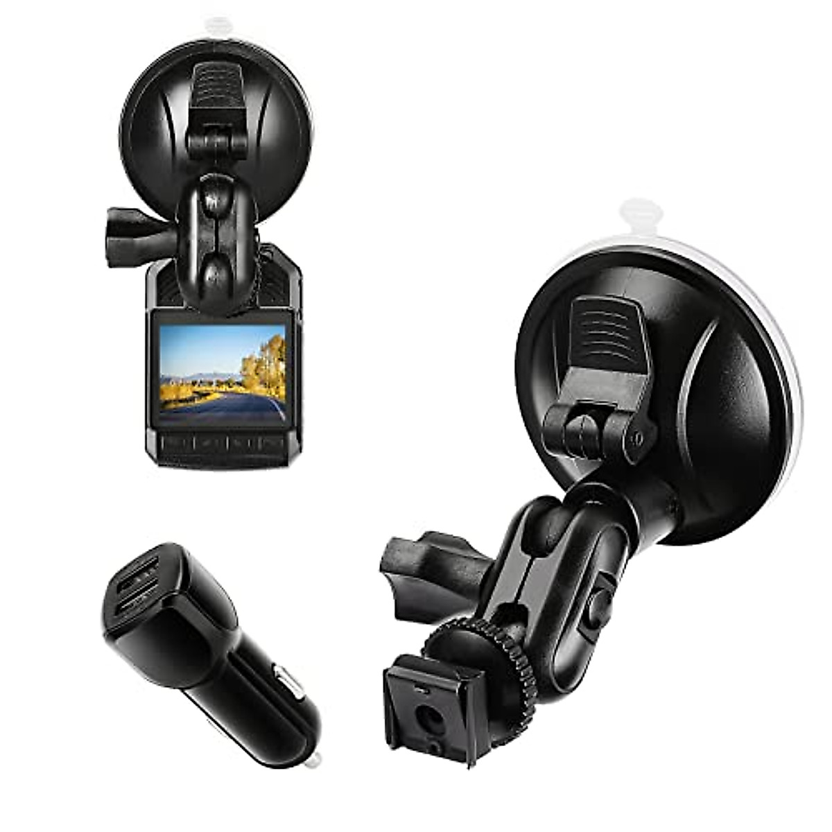 BOBLOV Car Suction Cup for KJ21 Body Camera, Car Mount and a Car Charger ONLY for KJ21 Body Camera, for Dash Car Mode, Dash Camera Accessories for KJ21 Body Camera(Camera not Included)