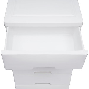 HOLMZCED 5 Tiers Storage Cabinet with Drawers, Stackable Vertical Storage Tower with Removable Wheels Mobile Plastic Storage Organizer Unit with Large Capacity White for Bedroom Living Room Entrance