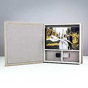 Flashscot Custom USB Gift Box for Photographers and Presentation of Photos - Light Gray Impression - 4"x6", 8GB USB
