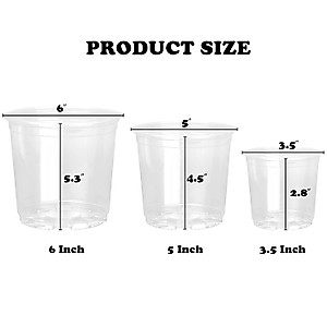 RAOOKIF 24 Pack 6/5/3.5 Inch Clear Nursery Pots with Drainage Holes, Transparent Nursery Pots Variety Pack, Flexible Plastic Nursery Pots for Plants, Garden Flower Pot