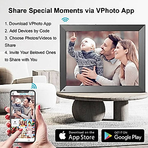 Large Digital Photo Frame WiFi Digital Picture Frame - 15-inch 32GB Smart Cloud Electronic Picture Frame Touch Screen Wall Mountable, Share Photo Video via App Email Instantly, Gifts for Father’s Day
