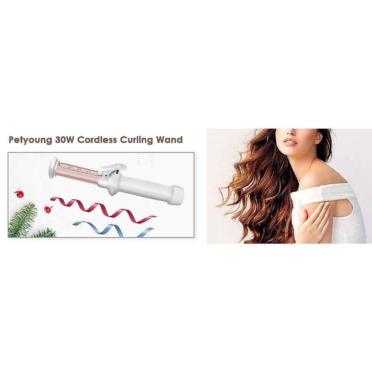 Yinuoday Mini Cordless Curling Iron USB Rechargeable Curling Wand Ceramic Hair Curling Travel Hair Straightener Curler for Hair Styling Wand Wet Dry Use