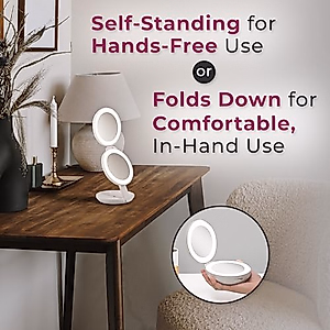 Zadro 4.5" Round LED Compact Mirror 10X/1X Travel Mirror with Lights and Magnification 3 AAA batteries LED Makeup Mirror