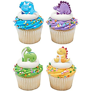 Cute Dinosaurs Cupcake Rings Birthday Party Favors - 24 pc