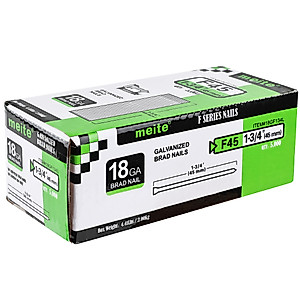 meite 18 Gauge Brad Nails, 1-3/4-Inch 18GA Brad Nails, Galvanized Nail Gun Nails for Pneumatic, Electric Brad Nailer Gun (5,000 Counts)