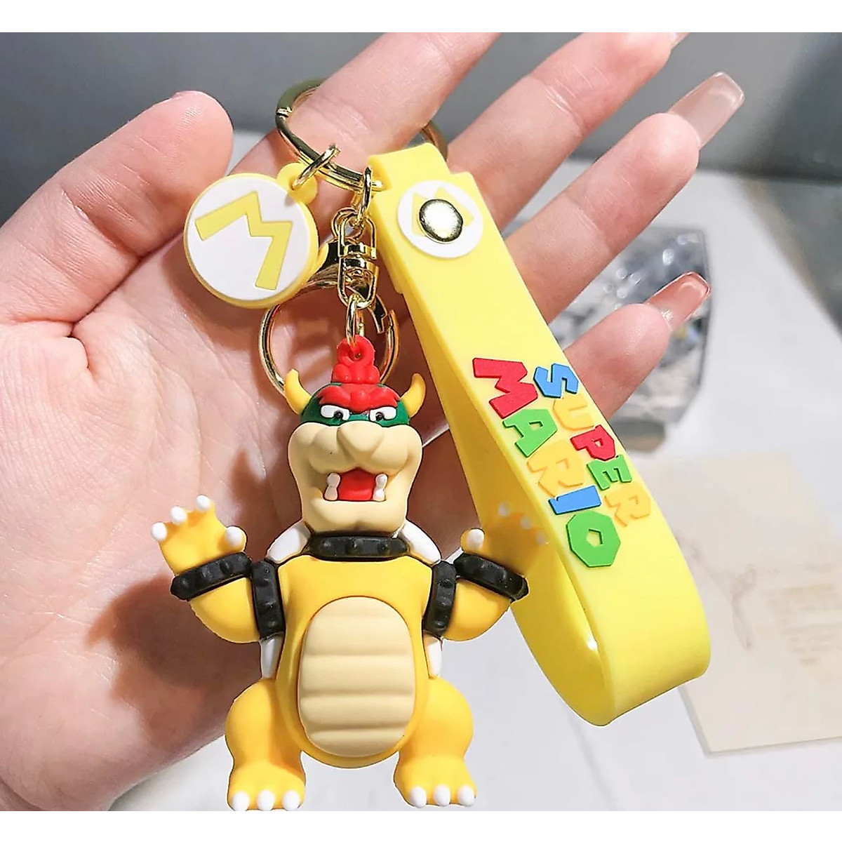MARALICIA Keychain 3D Mario Friends Pendant Charm for Super Boys and Girls Keyring for Backpack,Handbag,Purse (Friend-Bowser)