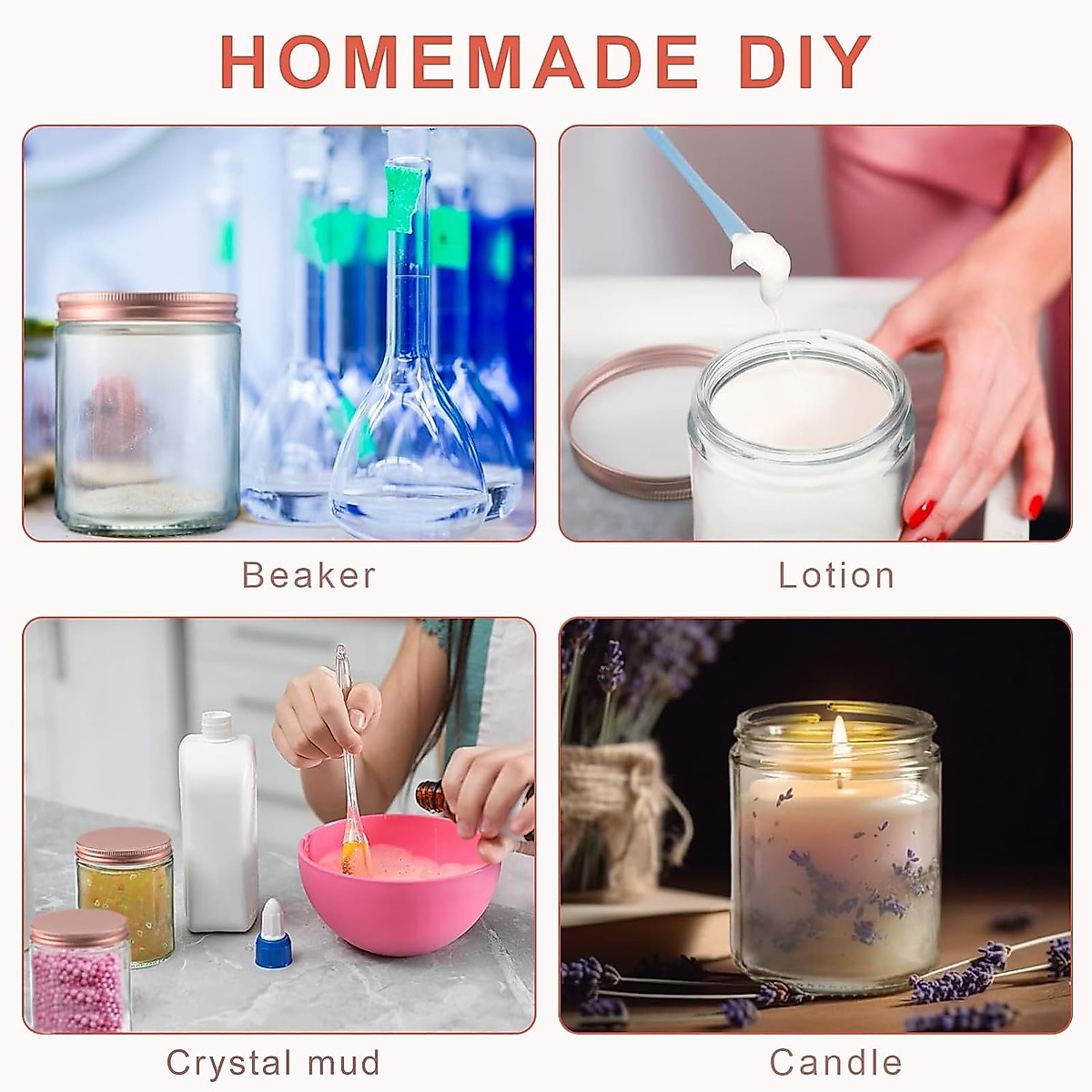 Tioncy 12 Pcs 8 oz 250 ml Thick Glass Jars with Metal Lids, Clear Candle Making Jars with Rose Gold Lids Empty Food Storage Containers Mason Canning Jar for Spice Powder Liquid Honey Cosmetic