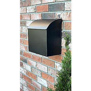 NACH Large Mailbox for House, 12.4”x7.1”x11.8 Black Mailboxes for Outside, Waterproof Mailbox - Baxter-Style Wall Mount Mailboxes for Outside