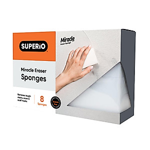 Superior Magic Eraser Sponge Cleaning Sponge for Floor, Wall, Melamine Sponge Furniture Removes Scuffmarks, Dirt, and Tough Stains, Pack of 8, by Superio