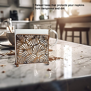 Cast Iron Classic Vintage Bronze Gold Leaves Napkin Holder For Table/Tabletop Freestanding Tissue Dispenser