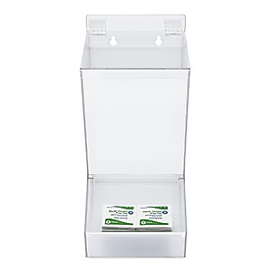 SimplyImagine White Acrylic Earplug Holder - Universal Storage Dispenser w/2 Lids for Small Bulk Accessories - Finger Cots, Coffee Creamers, Laundry Pods, Candy Bars - Stand or Mount