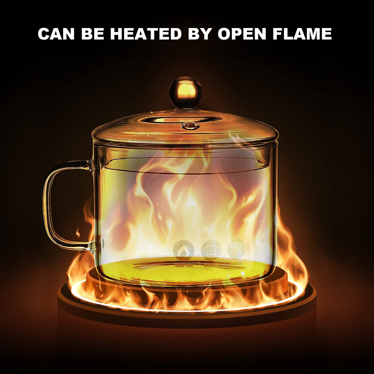 DOITOOL Glass Saucepan with Cover, Clear for Cooking on Stove, Glass Cooking Saucepan with Side Handle for Pasta Noodle, Soup, Milk, Tea (15x13x16cm)