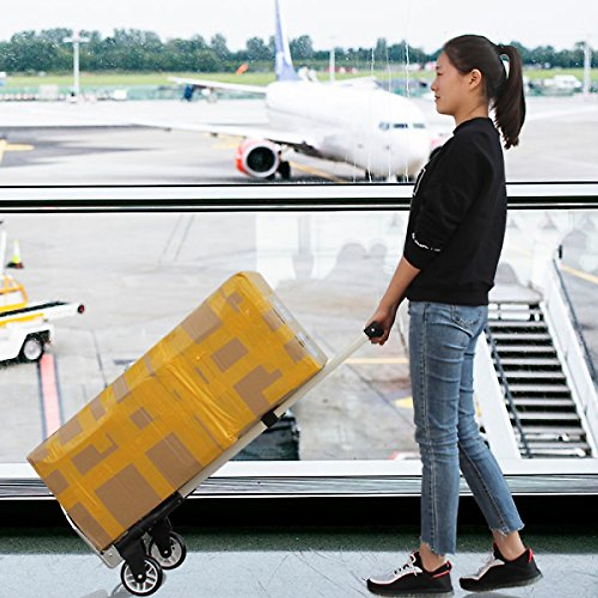 TargetEvo Folding Hand Truck, Aluminum Dolly Cart with Wheels, 170 lbs Capacity Luggage Cart with Rope & Hook for Indoor Outdoor Moving Travel