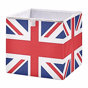 ALAZA British Flag Union Jack London 11 Inch Cube Storage Bin Organizer Foldable Basket for Closet Cabinet Shelf Office