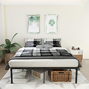 caziwhave California King Bed Frames 14 Inch High Cal King Size Heavy Duty Metal Mattress Foundation Platform Sturdy Steel Slat Support No Box Spring Needed Easy to Assembly Non Slip