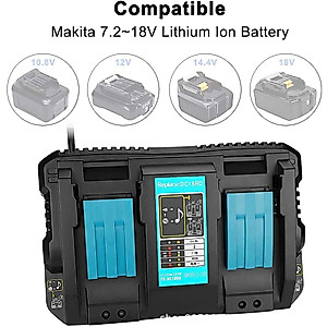 Replacement Lithium Ion Battery Charger for Makita DC18RD BL1830 BL1840 BL1860 BL1815 BL1430 BL1450 BL1440 BL1850 Makita 14.4V 18V LXT Battery Charger