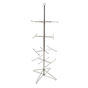 SSWBasics 4-Tier Chrome Wire Spinner Rack (4 tiers - space 12” apart) - Rotating Jewelry Display Organizer - Floor Spinner Rack - Perfect for Food Items and Fashion Accessories