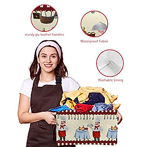 Storage Baskets for Organizing, Toy Box Chest Chef Gourmet Knife And Fork Foldable Cube Storage Bin with 2 Leather Handles Set of 1