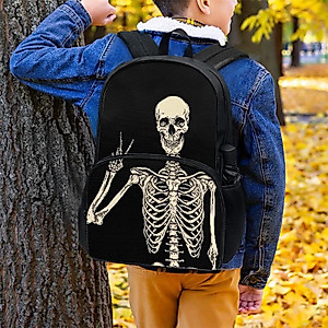 Rivatimrio Rock&Roll Skull Backpack Double Zipper Halloween Gothic Day of Dead Skeleton Rucksack Teens Girls Boys Students Bookbag Elementary Teenagers Laptop Toddler Backpack