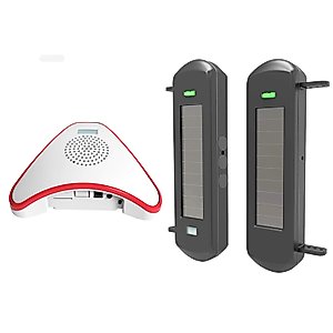 HTZSAFE Solar Wireless Driveway Alarm System- 1/2 Mile Long Transmission Range- 300 Feet Wide Sensor Range- No Wiring No Need Replace Battery- Outdoor Weatherproof DIY Security Perimeter Alert System