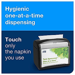 Tork Xpressnap Tabletop Napkin System Starter Pack Black N4, Dispenser and 1 x 500 One-at-a-Time Dispensing Napkins, 80062301