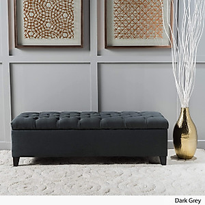 Christopher Knight Home Ottilie Fabric Storage Ottoman, Dark Grey Dimensions: 17.50”D x 51.00”W x 17.00”H
