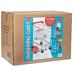 Melissa & Doug Toy Shopping Cart With Sturdy Metal Frame - Toddler Shopping Cart, Pretend Grocery Cart, Supermarket Pretend Play Shopping Cart For Kids Ages 3+