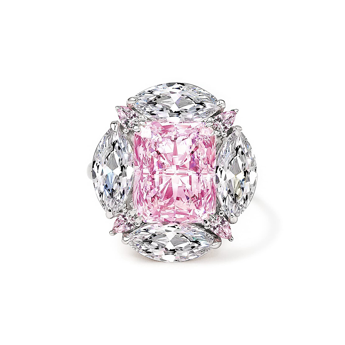 Hius Adjustable 925 Sterling Silver AAA Cubic Zirconia Engagement Ring Pink Cubic Zirconia Wedding Promise Rings for Women Statement Ring for Her