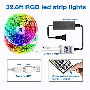 DAYBETTER Led Strip Lights 32.8ft Kit with Remote and Power Supply Color Changing