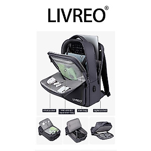 Livreo Backpacks for travelers, backpacks for business negotiations, backpacks for men at work, laptop backpacks, college backpacks.This is a multi-purpose backpack with USB(15.6-inch black)