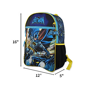 DC Comics Batman Boys 16" Backpack 5 piece School Set (One Size, Blue)